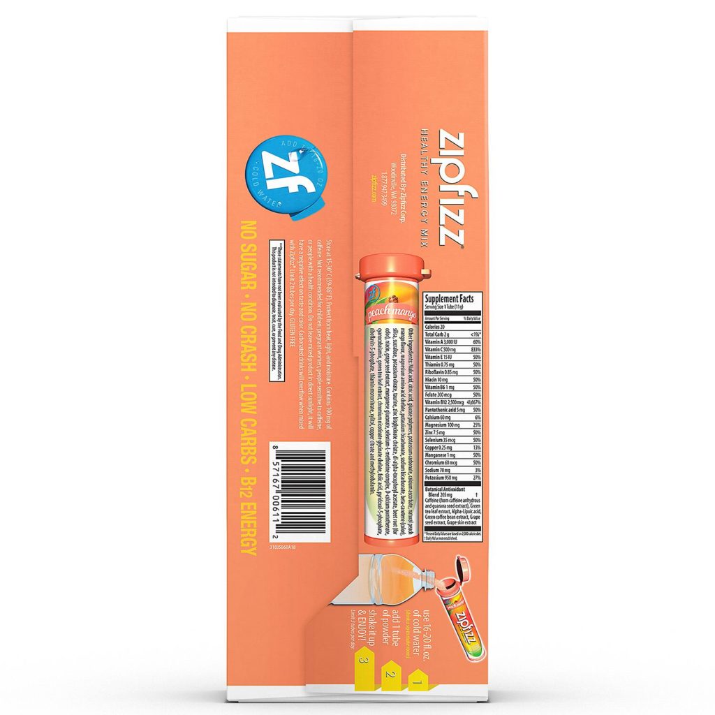 Zipfizz Energy Drink Mix Peach Mango 20 ct – NAT USA